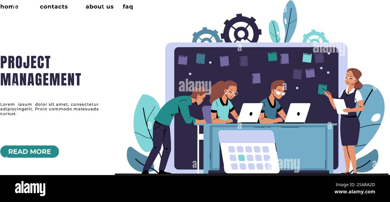 Agile landing page. Kanban methodology software development. Effective project management ...