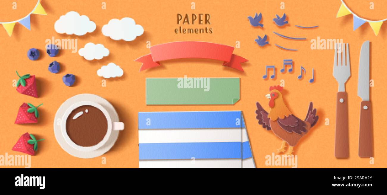 Vector set paper cut Stock Vector Images - Alamy