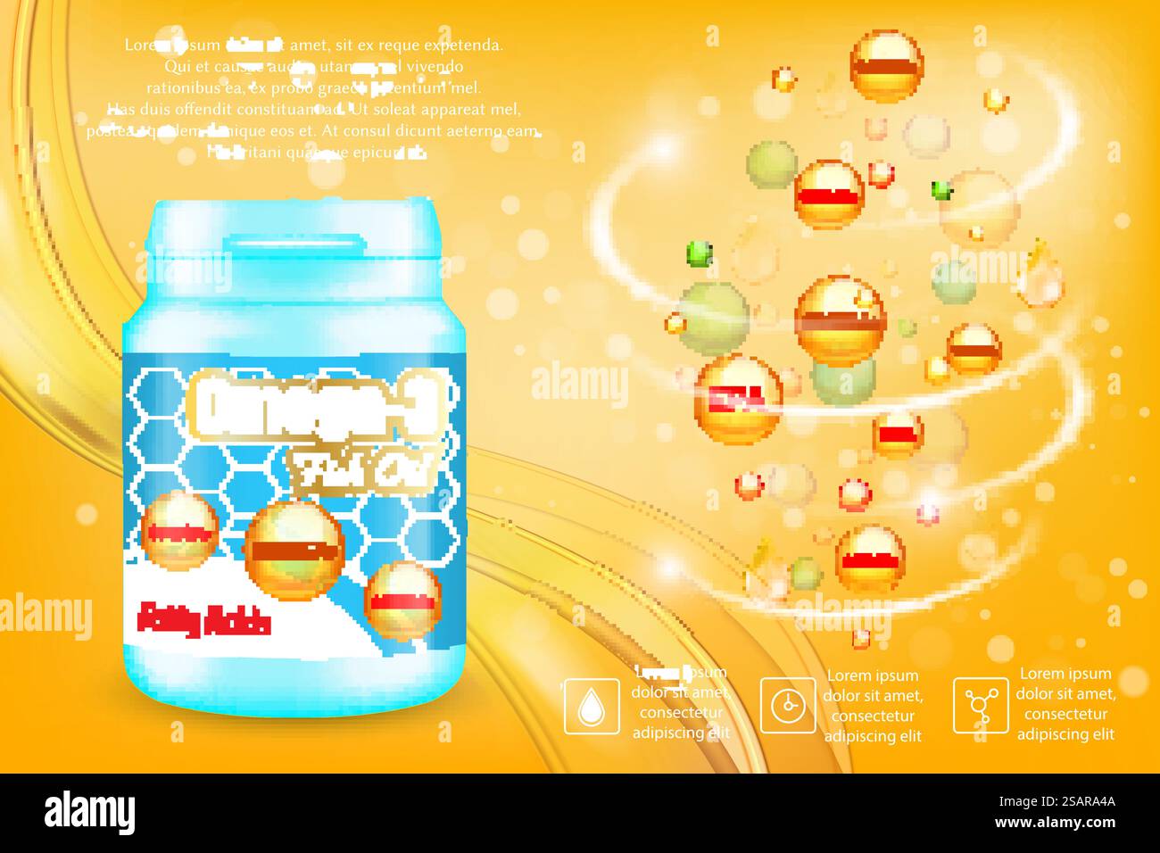 Omega 3 fish oil supplements advertising vector poster banner template ...