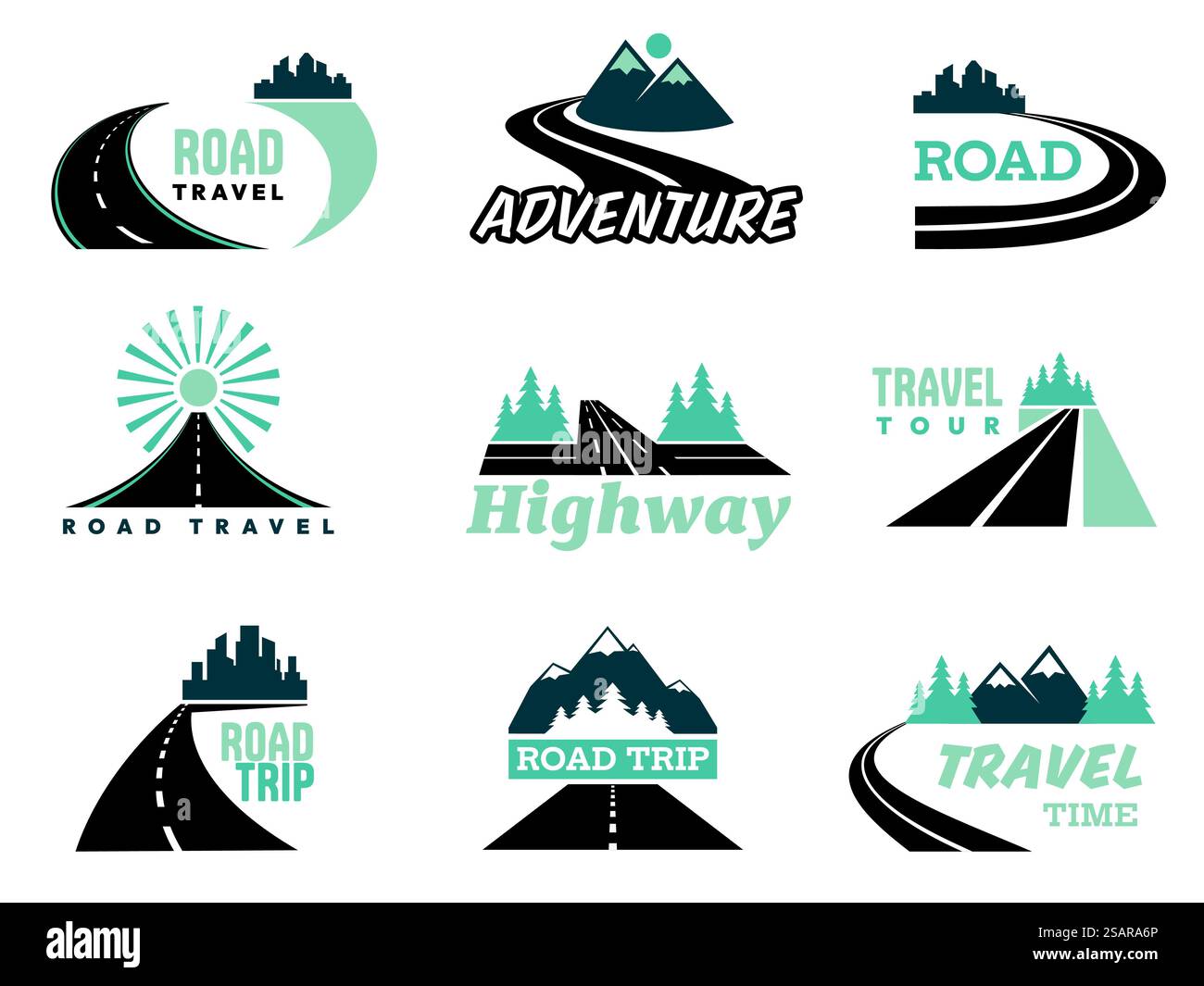 Road logo collection. Street navigation direction mark, traffic route ...