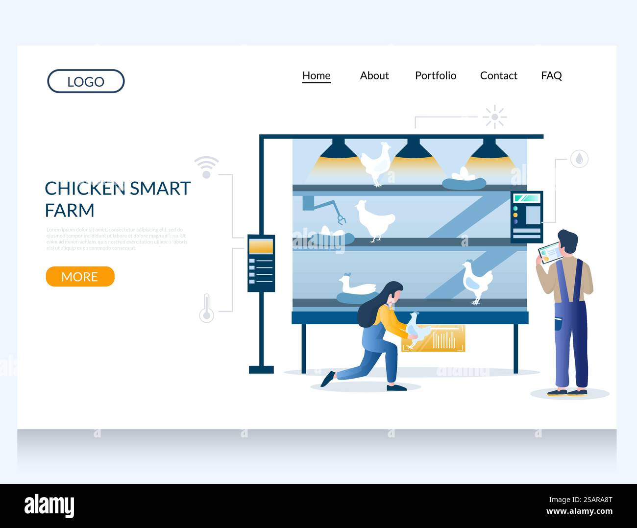 Chicken smart farm vector website template, web page and landing page ...