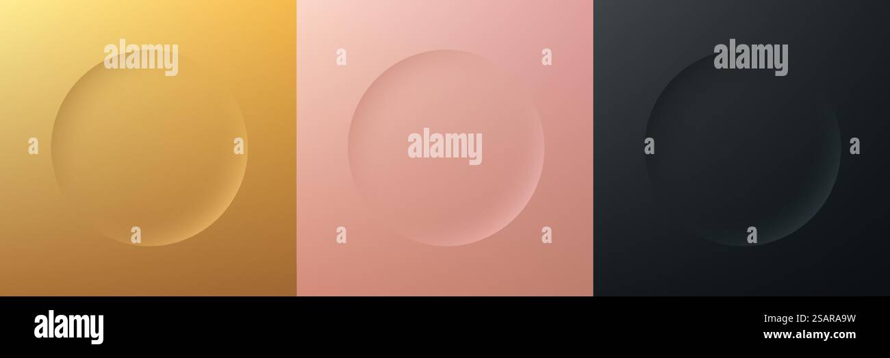 Set of gold, rose gold and black frame design. Abstract 3D emboss ...