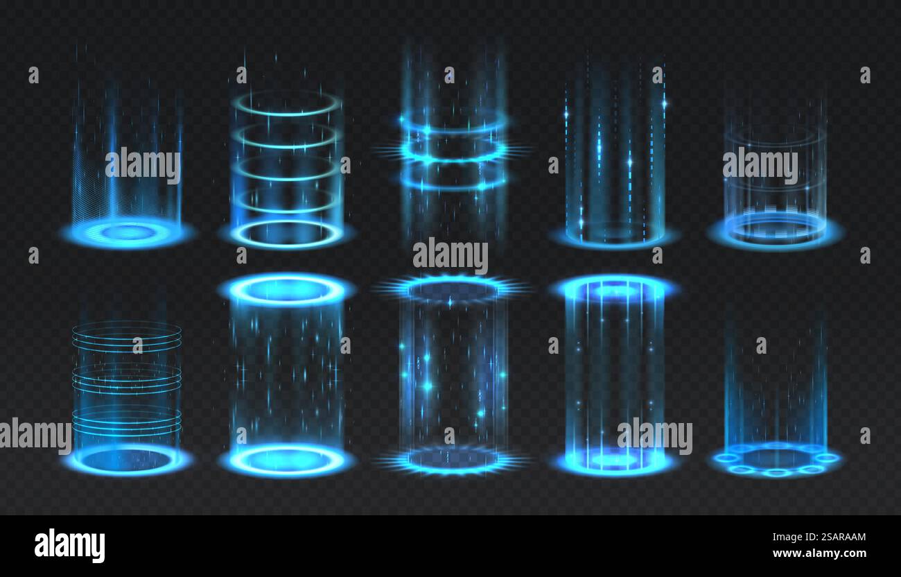 Realistic portal. Level up and teleportation process game effect ...