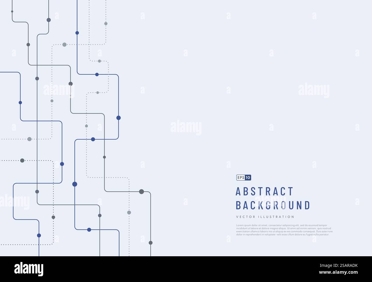 Abstract futuristic technology background, Dark blue and grey color curved lines, dots with copy ...