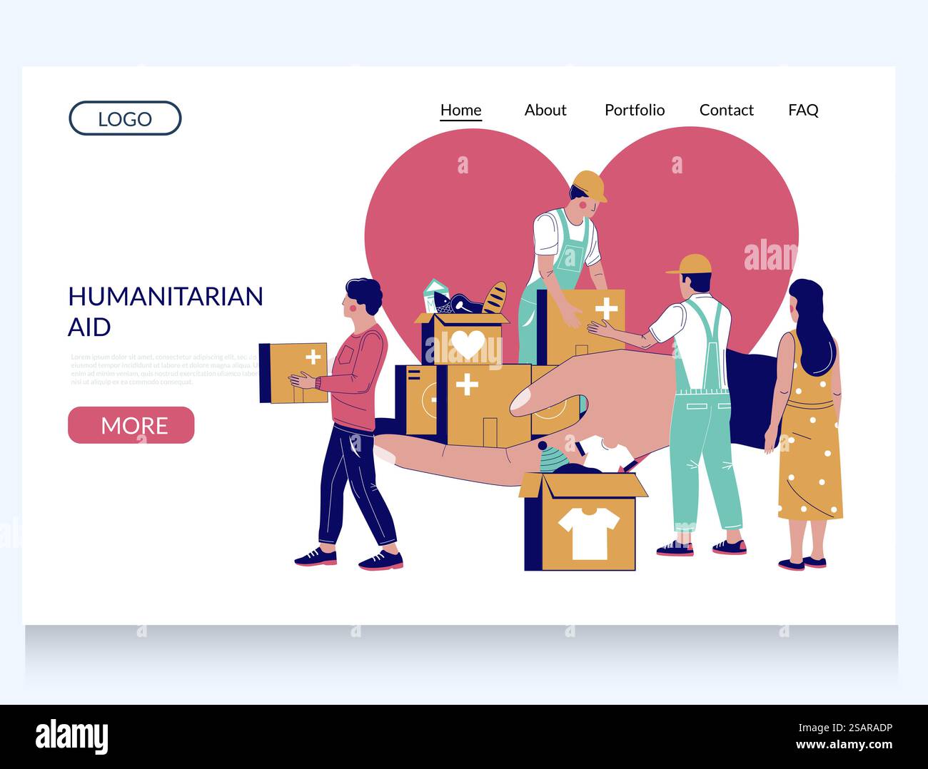 Humanitarian aid vector website template, landing page design for ...
