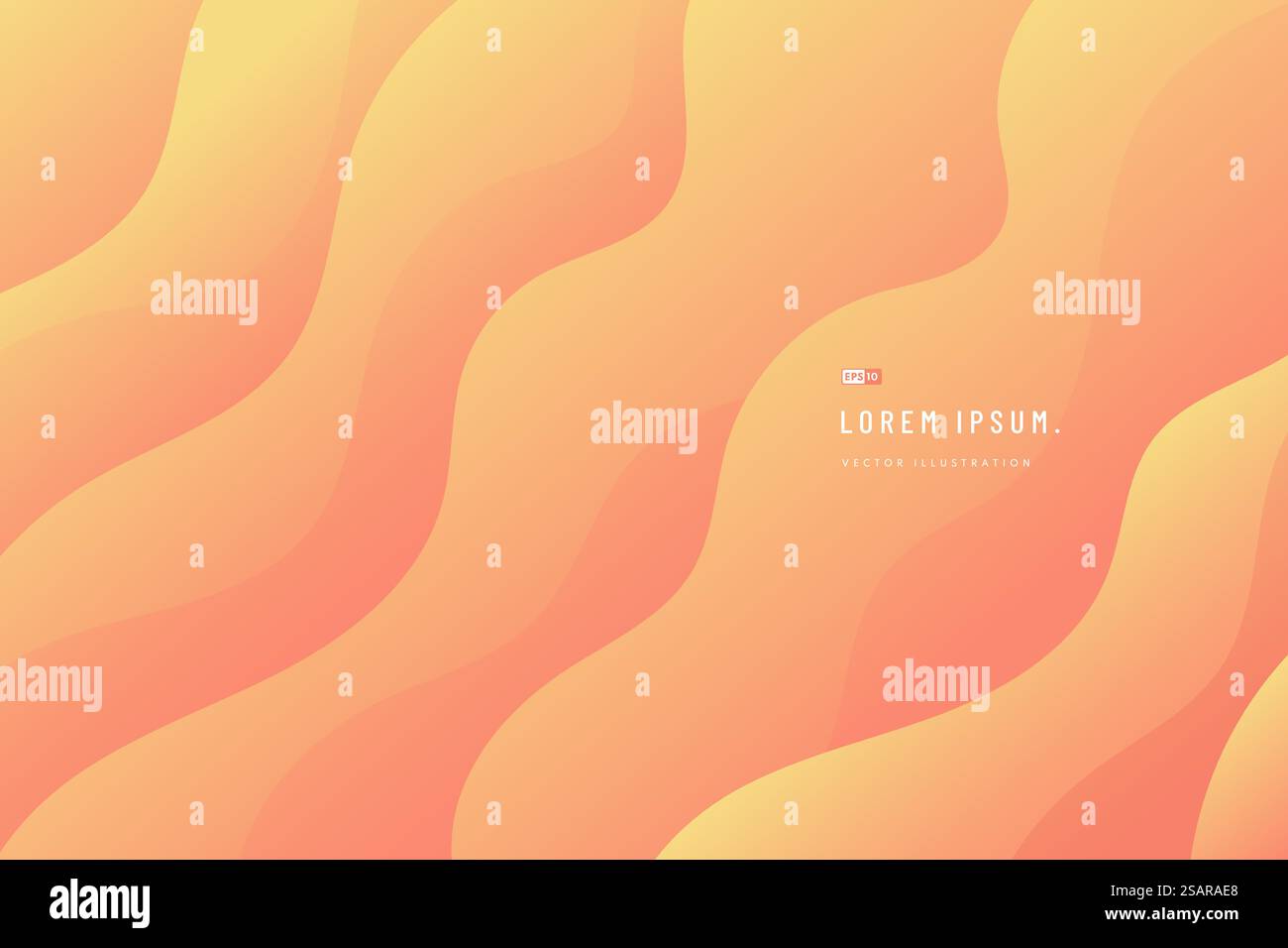 Abstract wavy shape on yellow, light orange, pink background. Modern ...