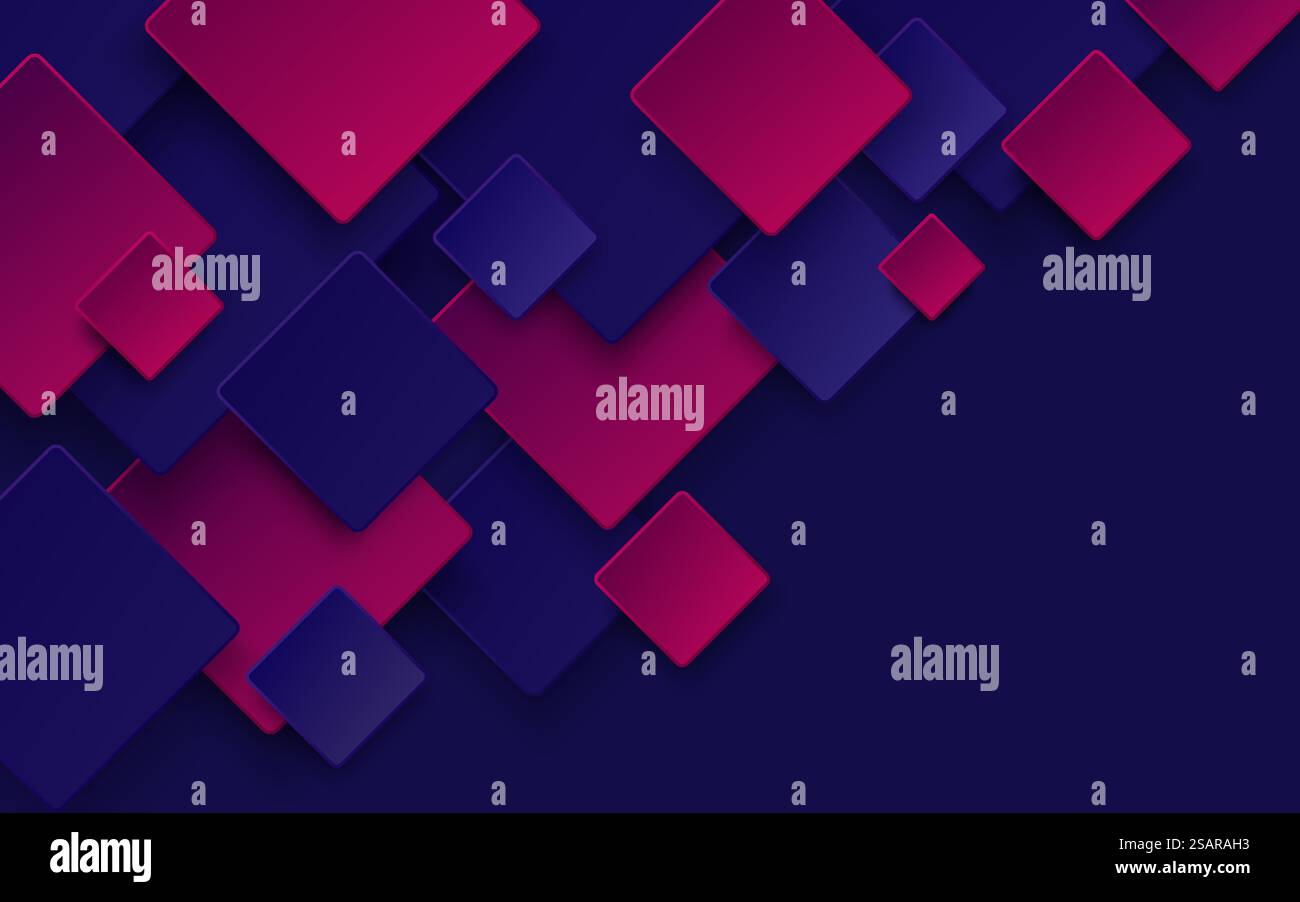 Modern dark blue and pink purple color square overlap pattern on background with shadow ...