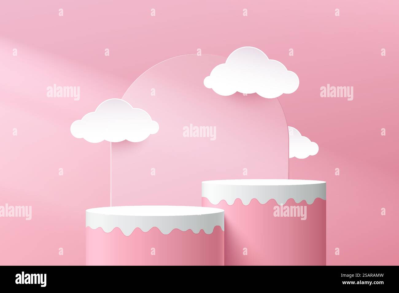 Vector rendering 3d geometric shape for product presentation. Pink ...