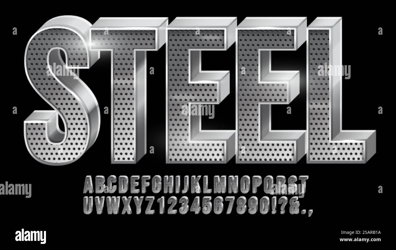 Perforated steel font metal typeface hi-res stock photography and ...