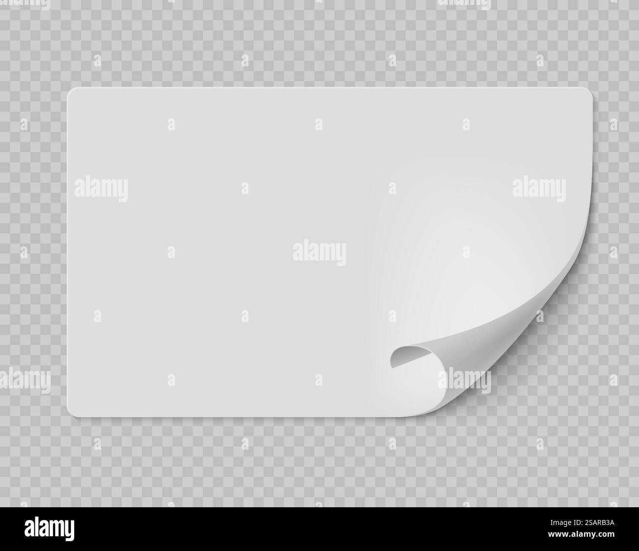 Square sticker. Curled page rectangular flipped paper page, white ...