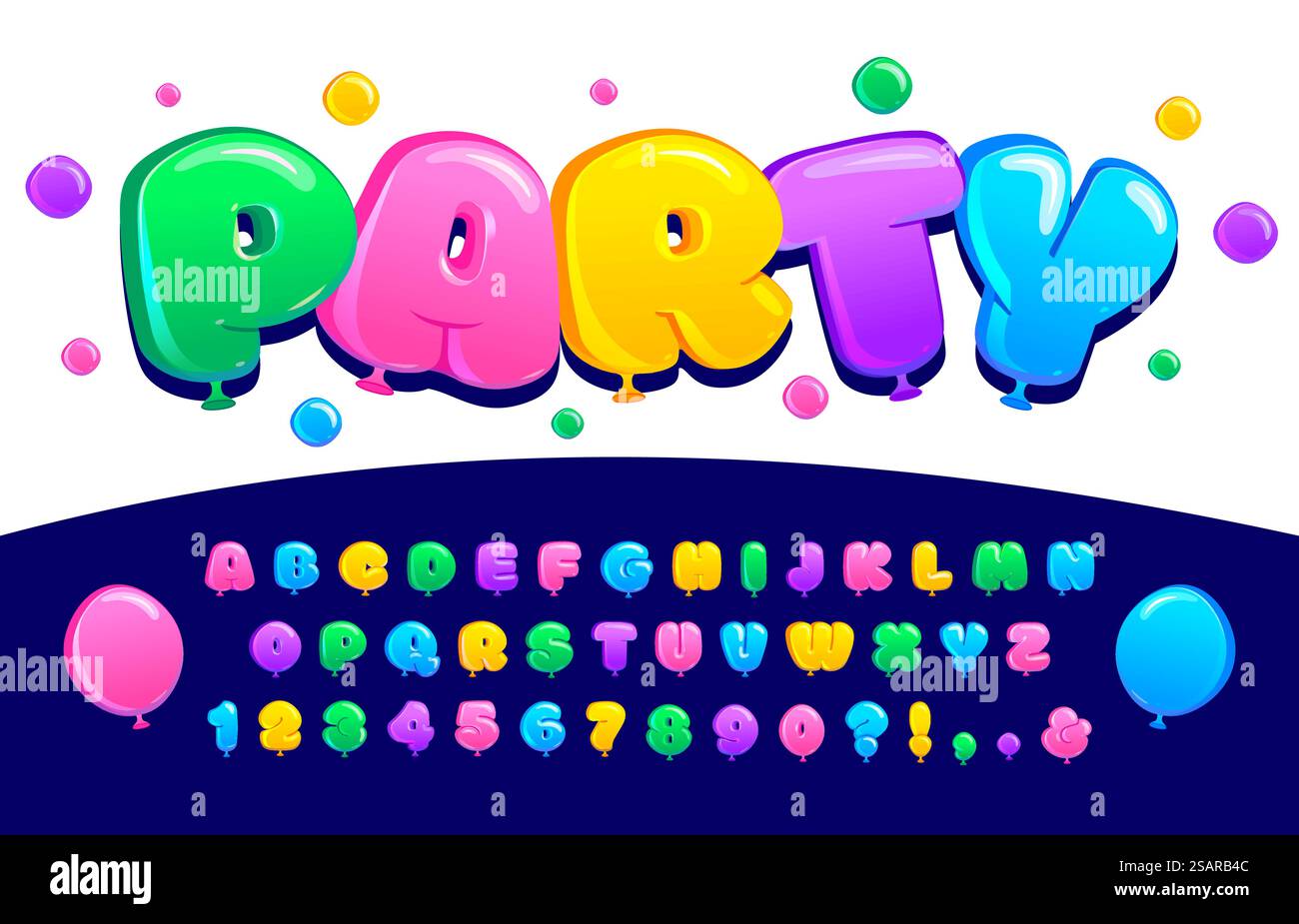 Balloon font. Inflatable letters, bubble numbers and balloons typeface ...