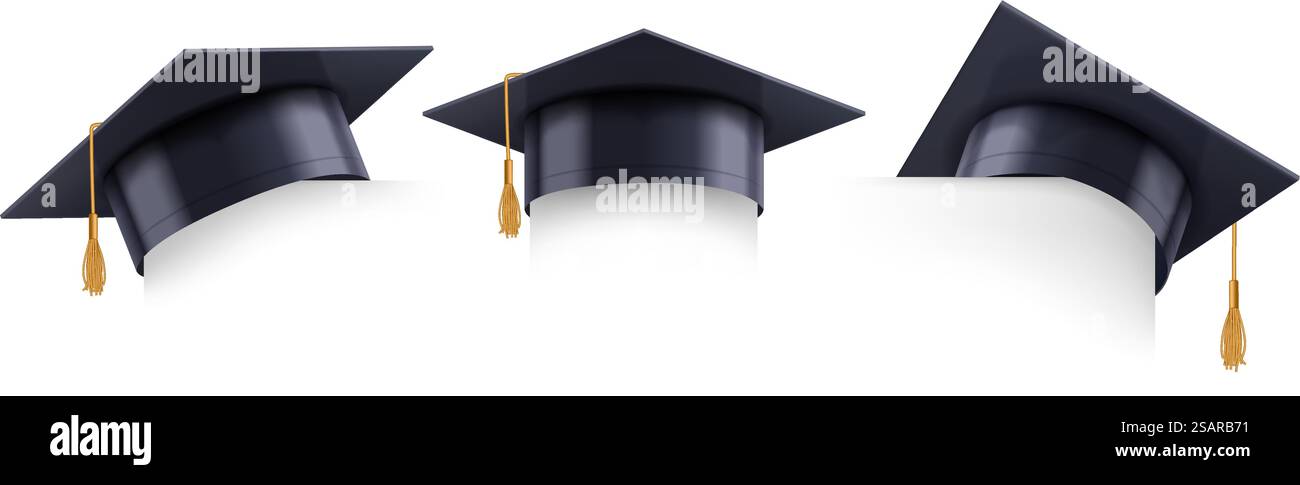 Graduation cap corner. Graduate student hat border template for ...