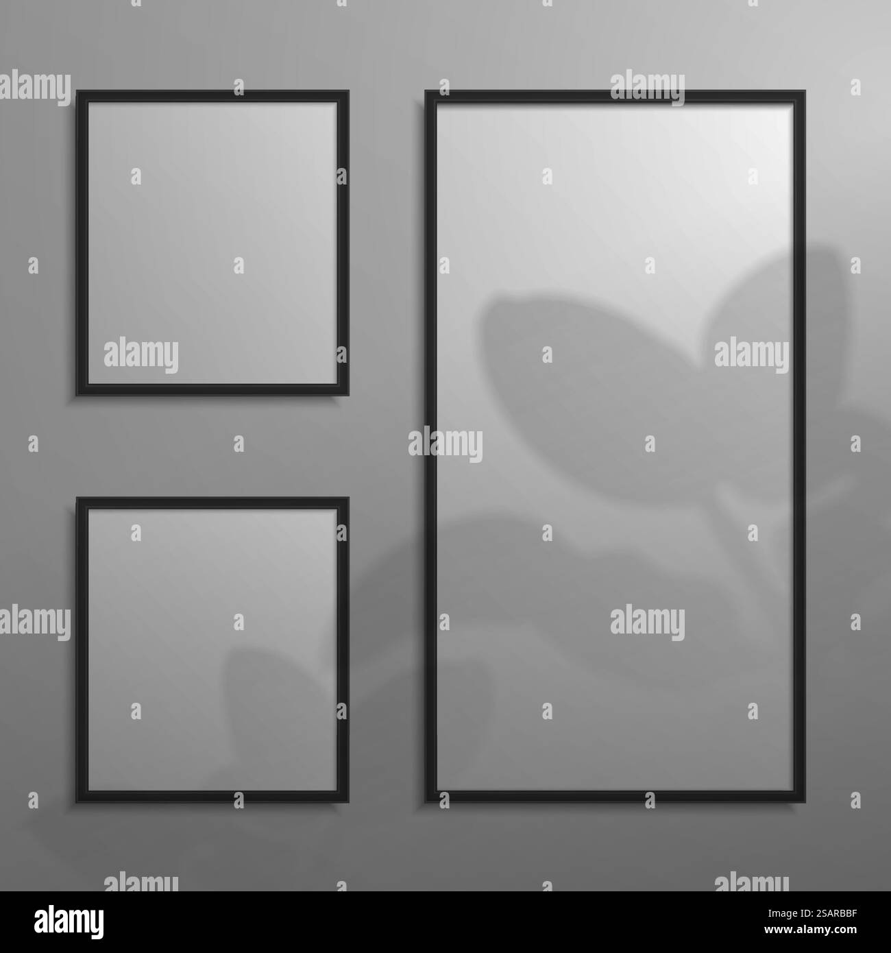 Realistic frames. 3D posters with floral shadow overlay effect. Blank ...