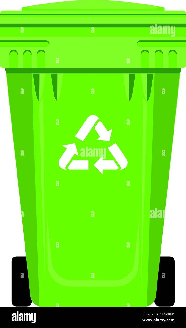 Green recycling can cartoon icon. Eco waste isolated on white ...