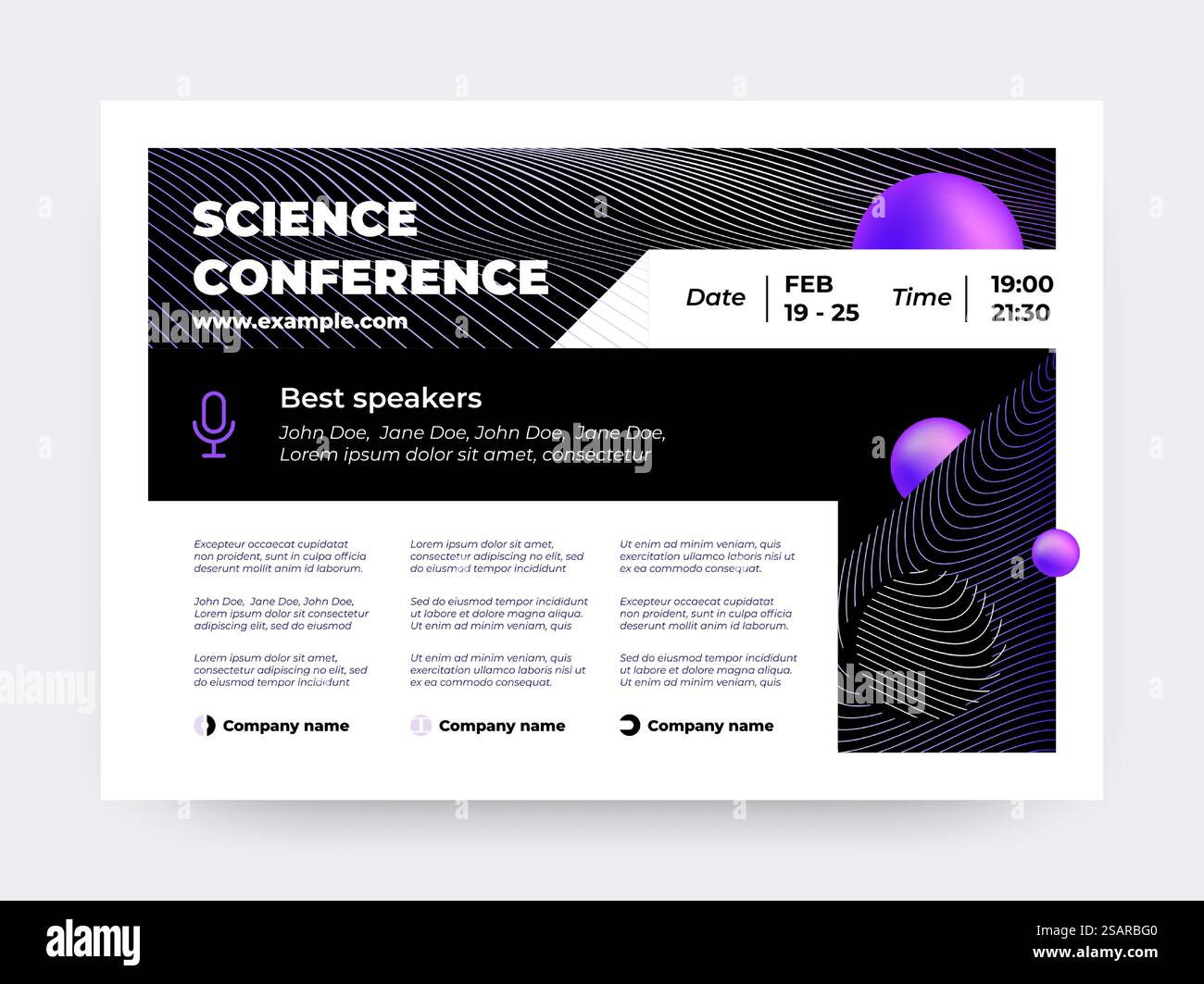 Online conference invitation. Webinar banner, scientific event web ...