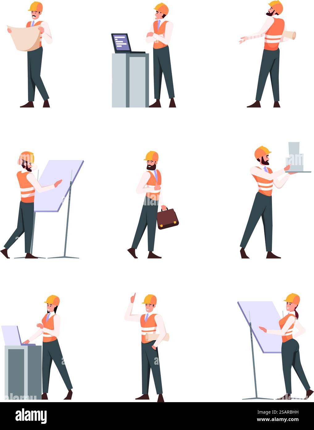 Workers. Industrial engineers and construction builders and designers ...