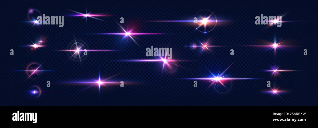 Sparkle light. Lens flares. Realistic shine effect. Glowing stars and camera flashes. Isolated ...