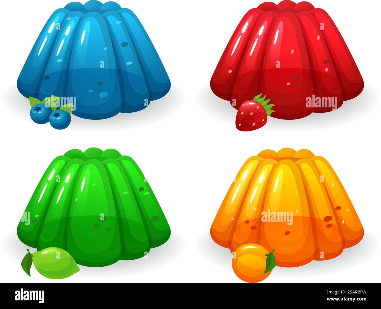 Cartoon jelly. Sweet blueberry, strawberry, lime and peach taste ...