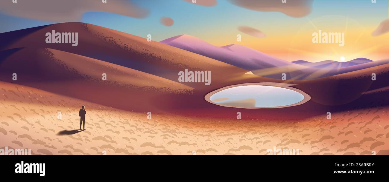 Beautiful panorama landscape. Illustration of sunrise at Jiaming Lake ...