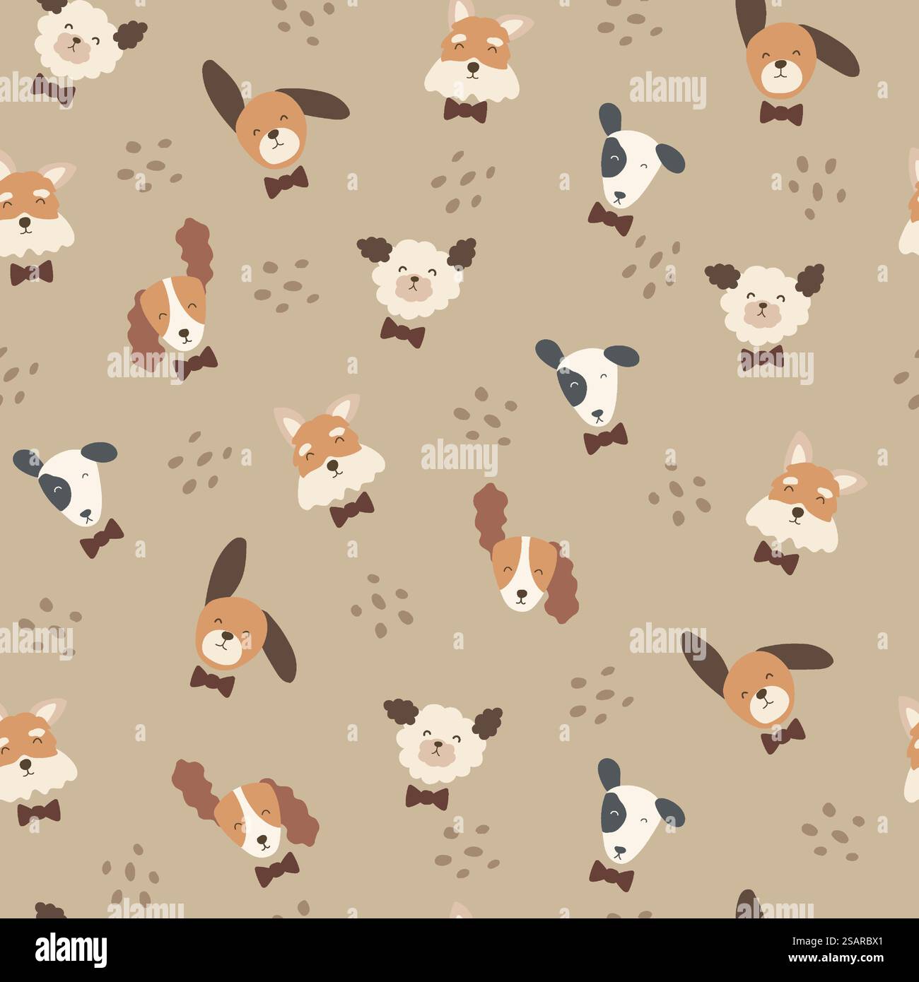 Cute dogs seamless patterns, hand-drawn style used for fabric, textile ...
