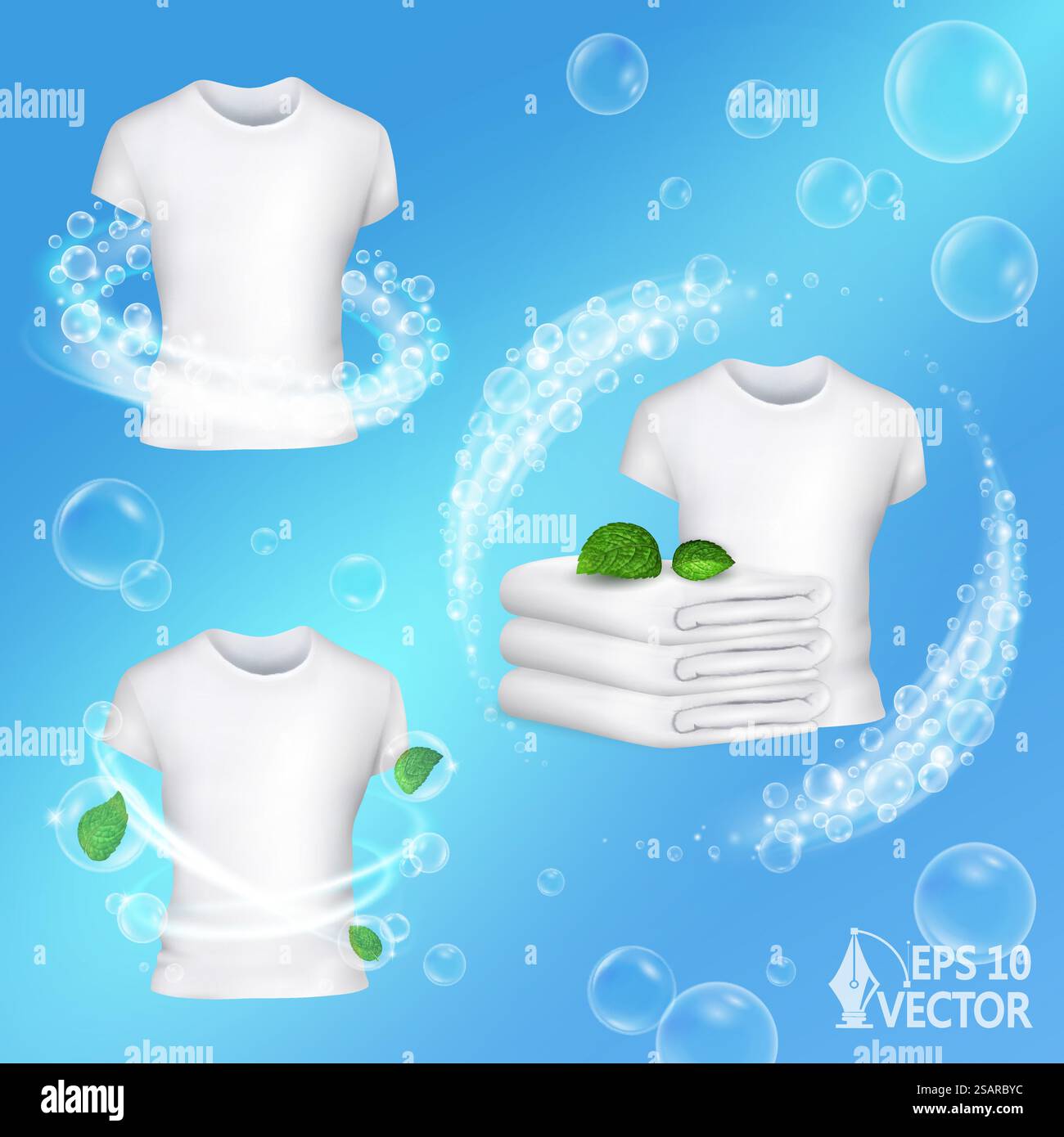 Realistic laundry detergent swirl on blue background, laundry. A clean ...