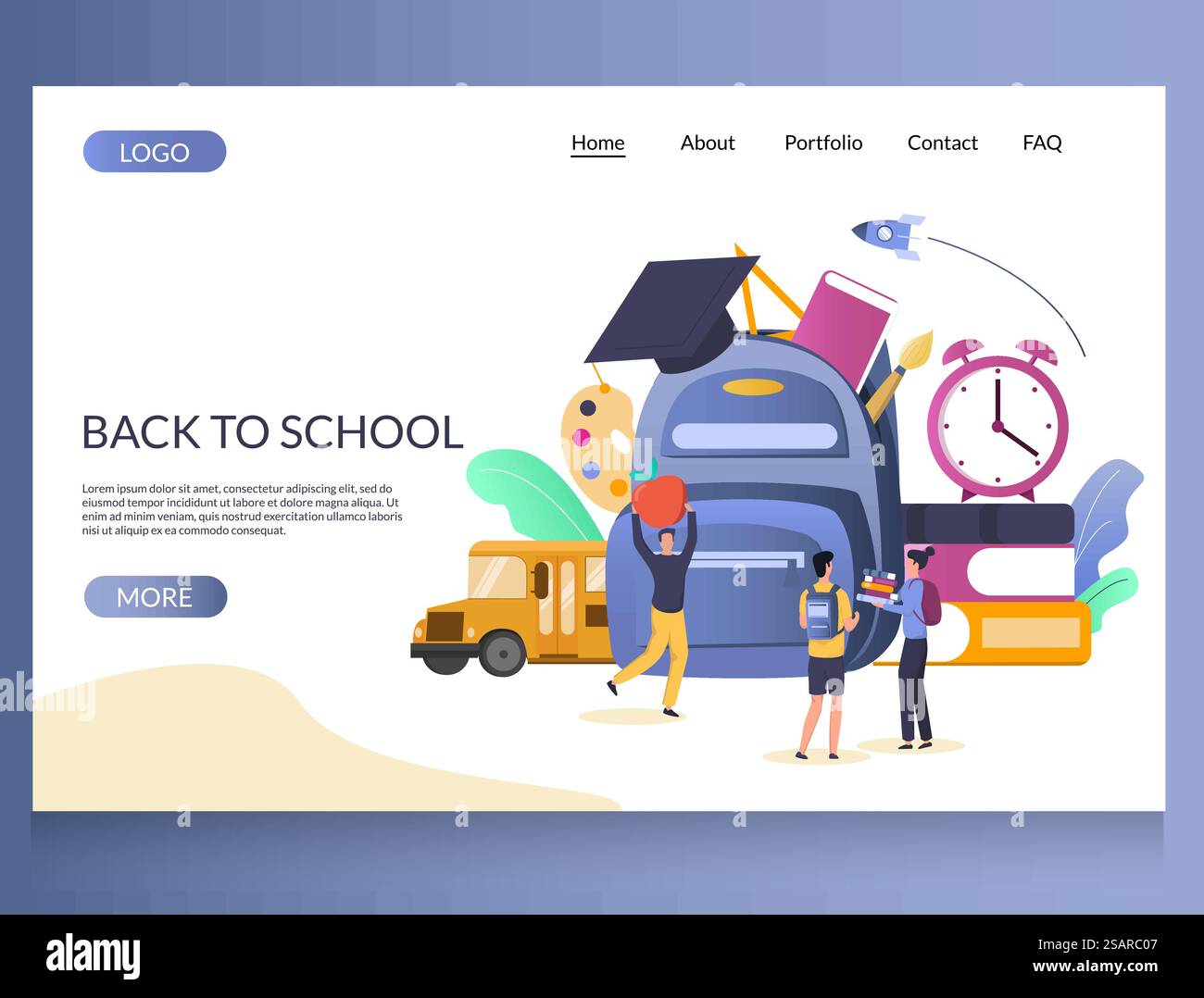 Back to school vector website template, web page and landing page ...