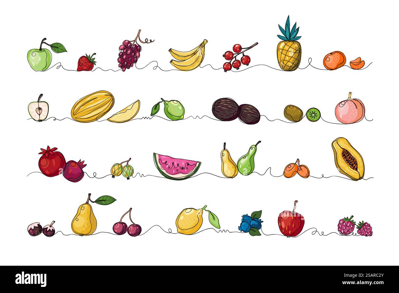 Watermelon pineapple strawberry blueberry Stock Vector Images - Alamy