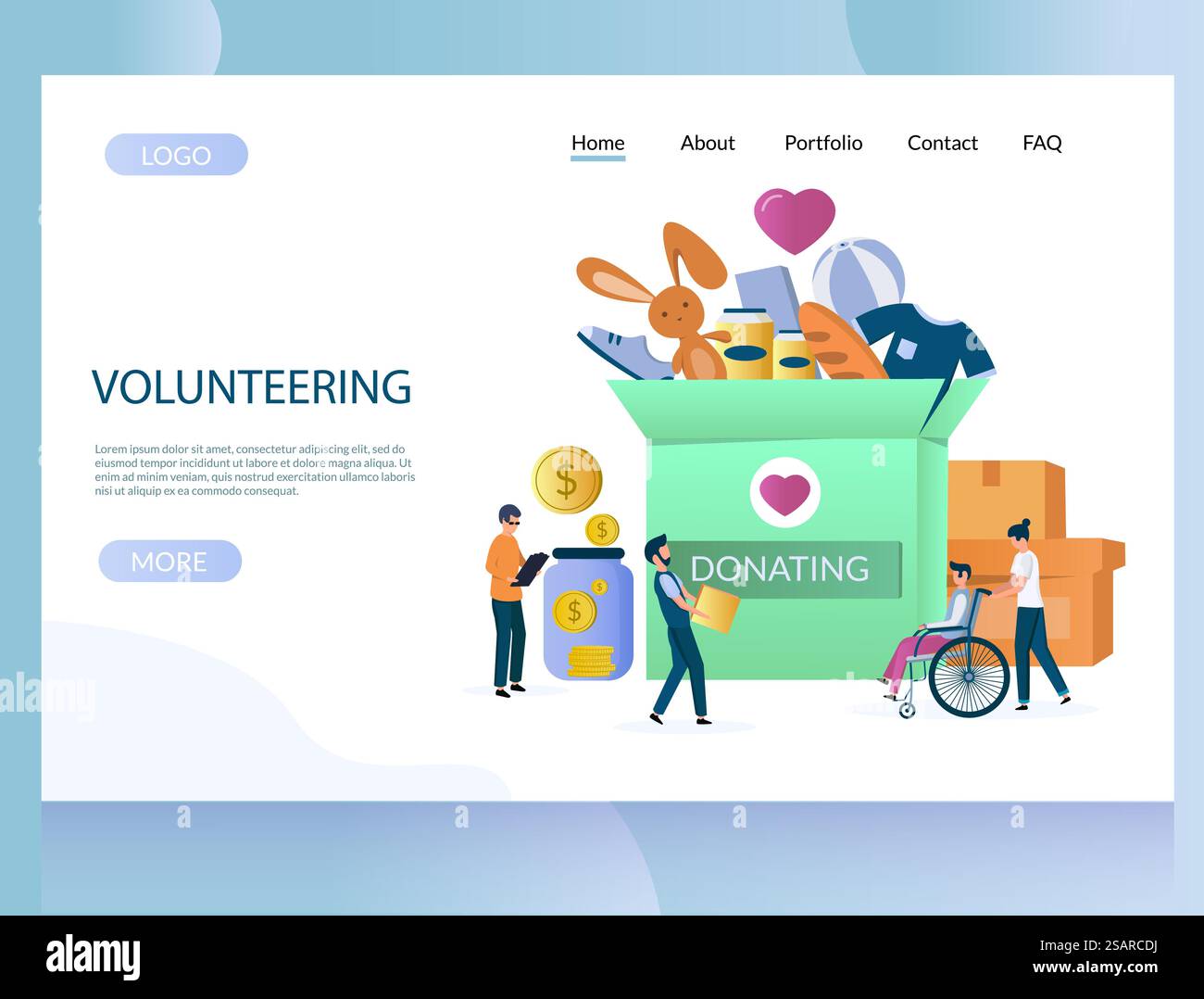 Volunteering vector website template, web page and landing page design ...
