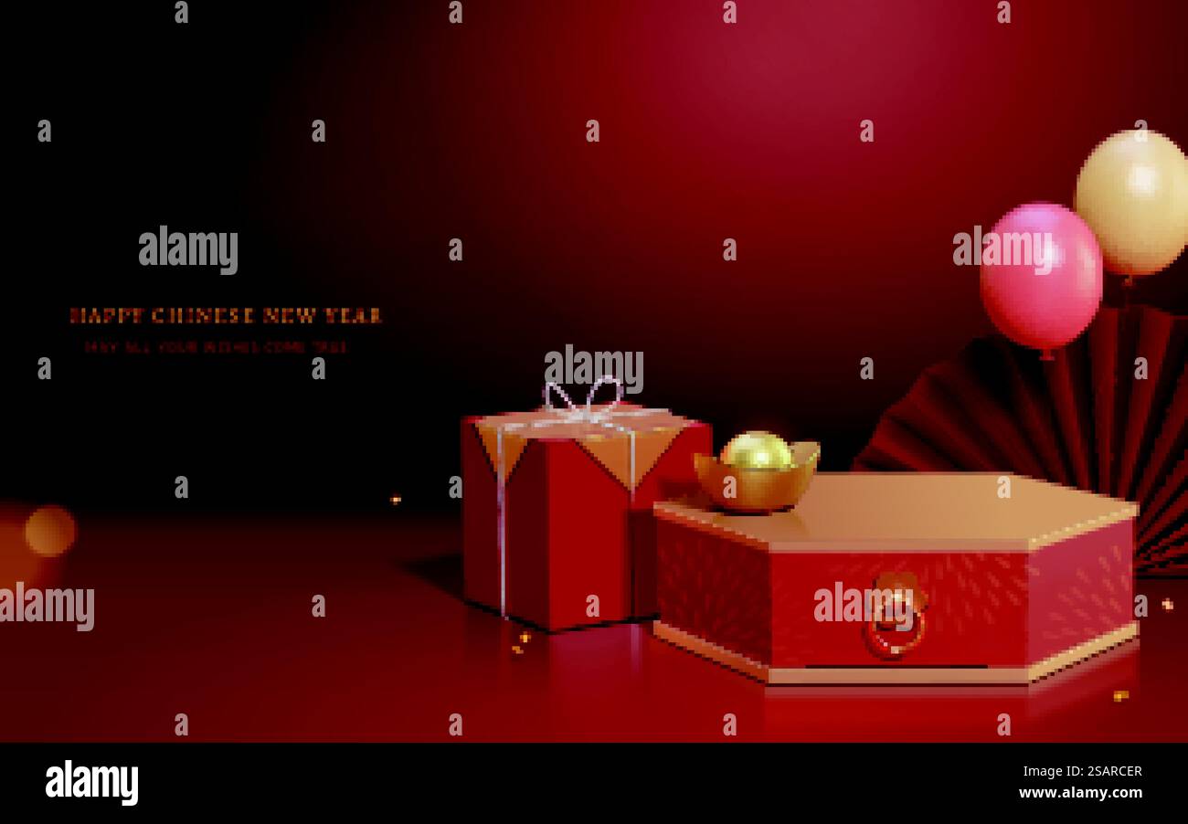3d Asian theme product display scene design for Chinese new year ...