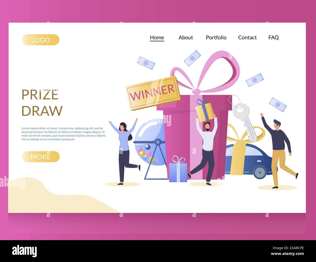 Prize draw vector website template, web page and landing page design ...