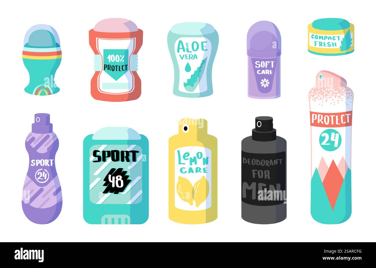 Cartoon deodorant. Antiperspirant shower cosmetic. Aerosol for sweat ...