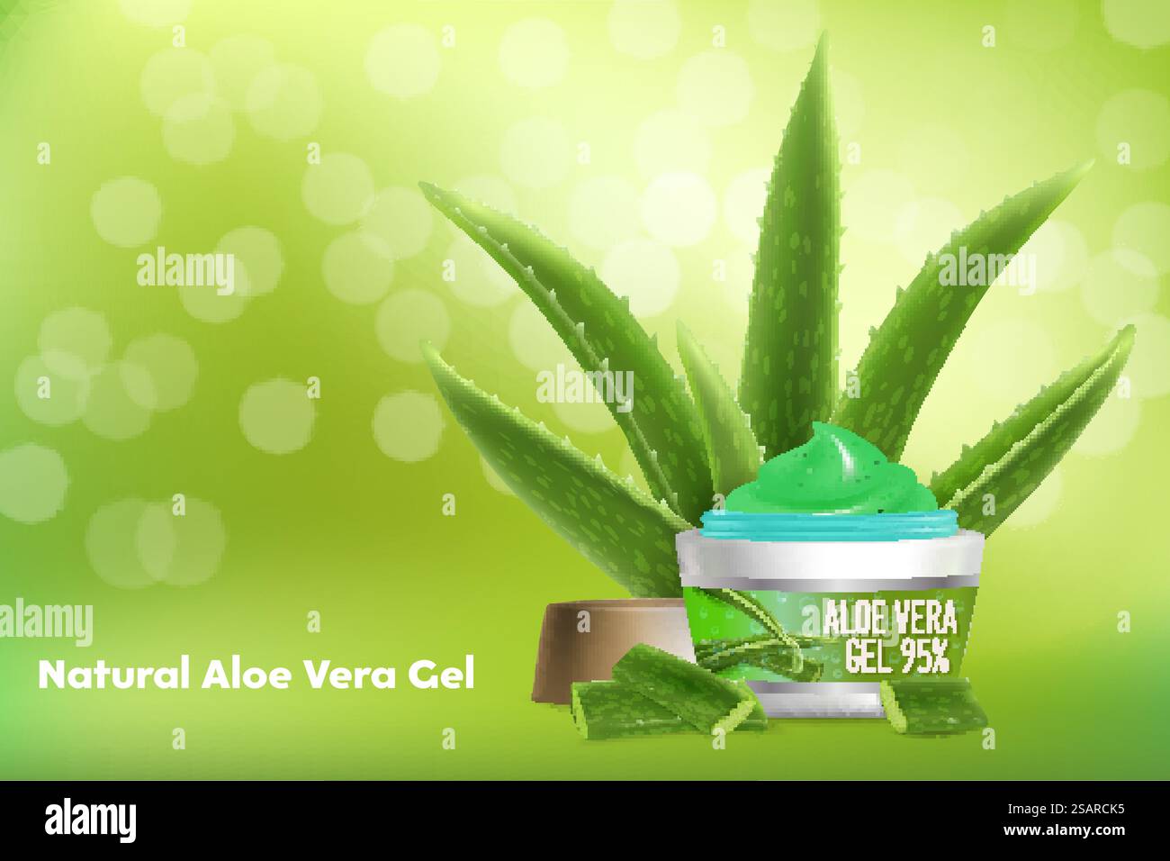 Natural aloe vera gel vector advertising poster template. Aloe vera ...