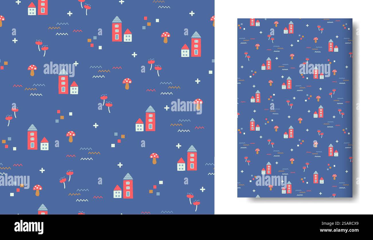 Cute seamless patterns, hand-drawn style used for fabric, textile ...