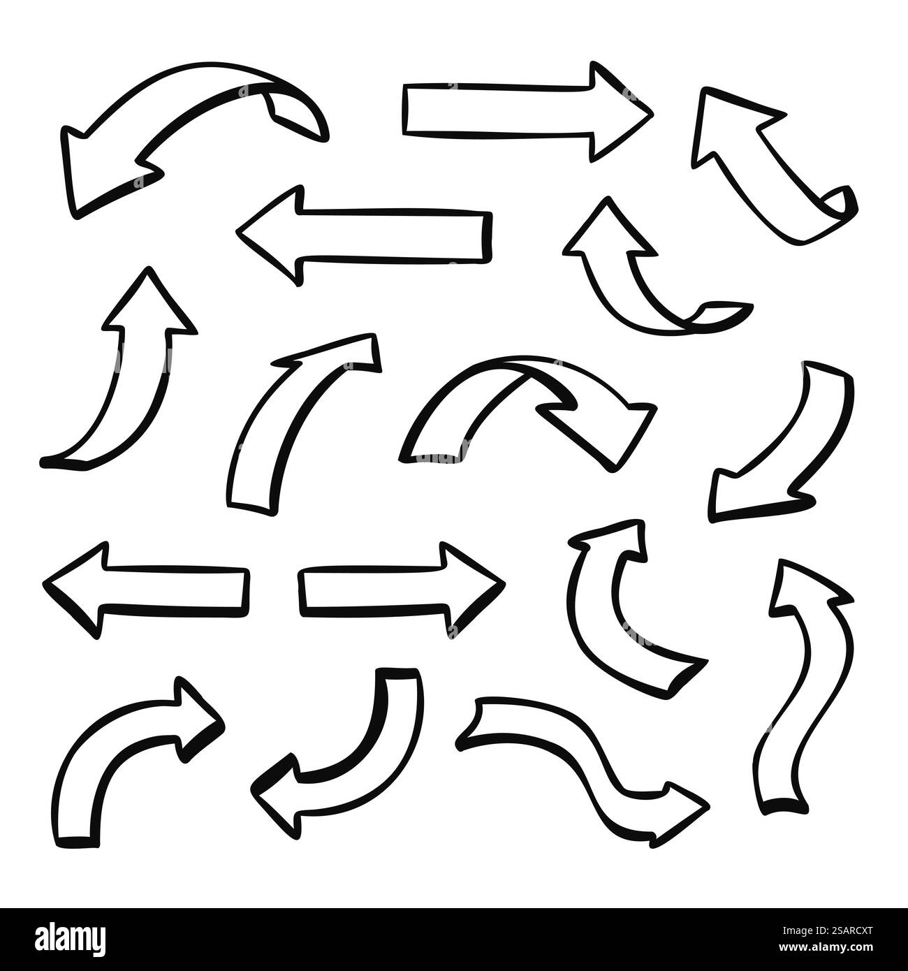 Arrow Vector Icons Set in Hand Drawn Style Isolated on White Background ...