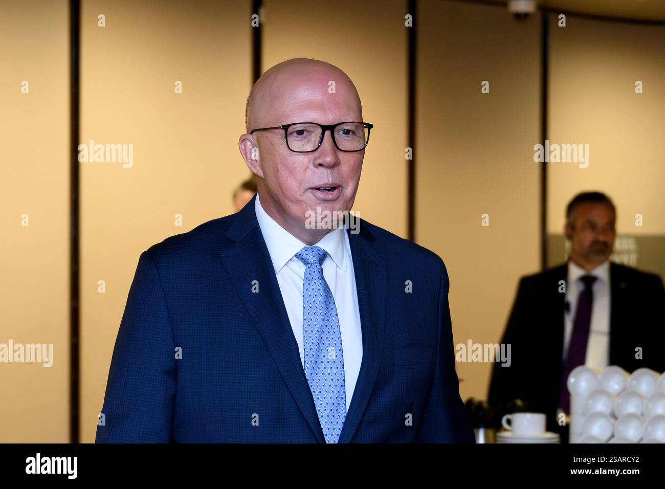 Australian Opposition Leader Peter Dutton arrives before an address to ...