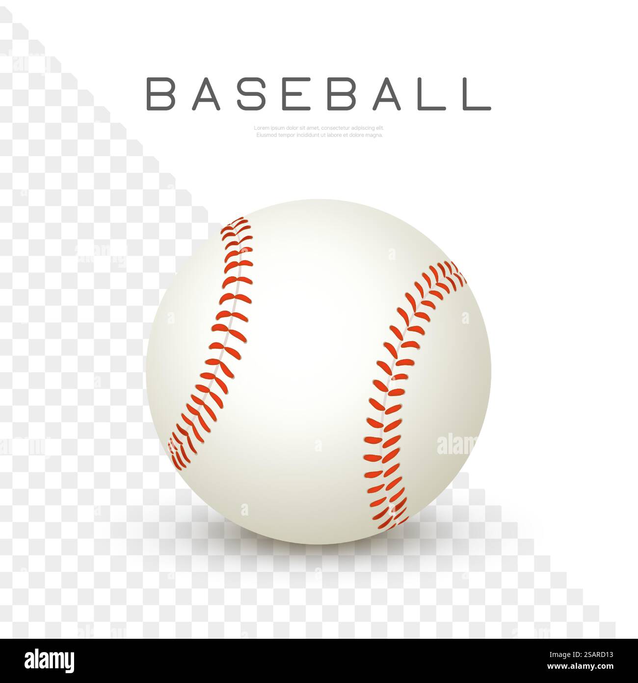 Baseball leather Ball isolated on white. Vector realistic SoftBall icon ...