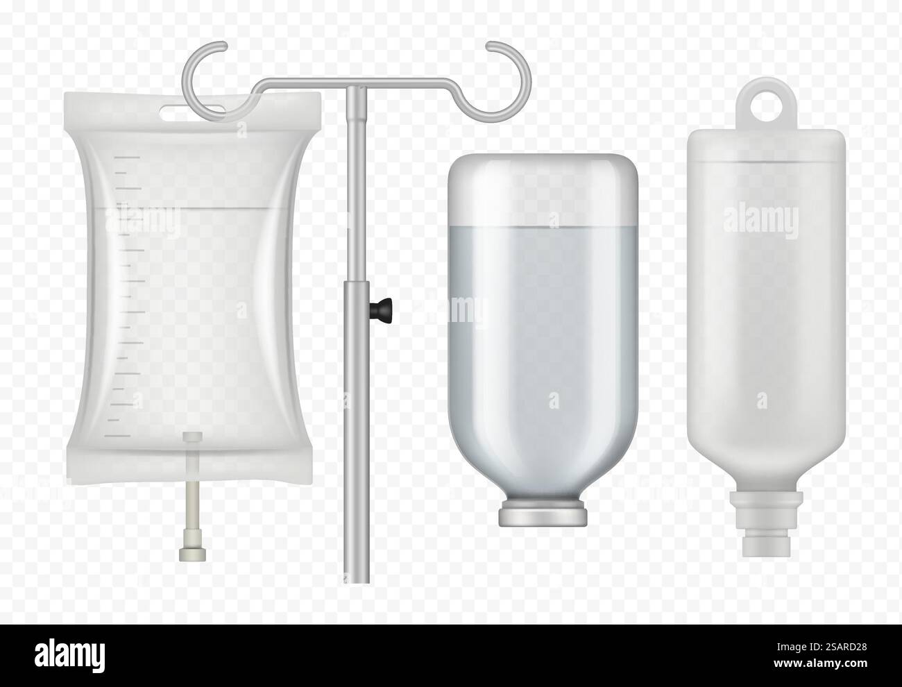 Medical dropper. Realistic bottles and plastic packages with medical ...