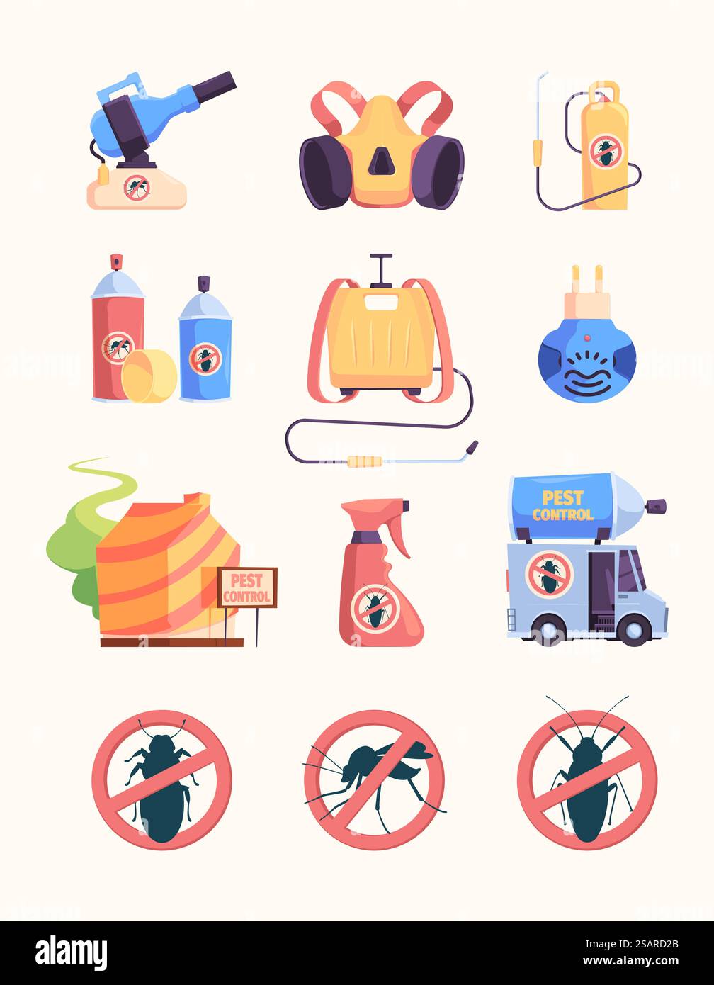 Bugs exterminating. Harmful insect destroying interior air controlling ...