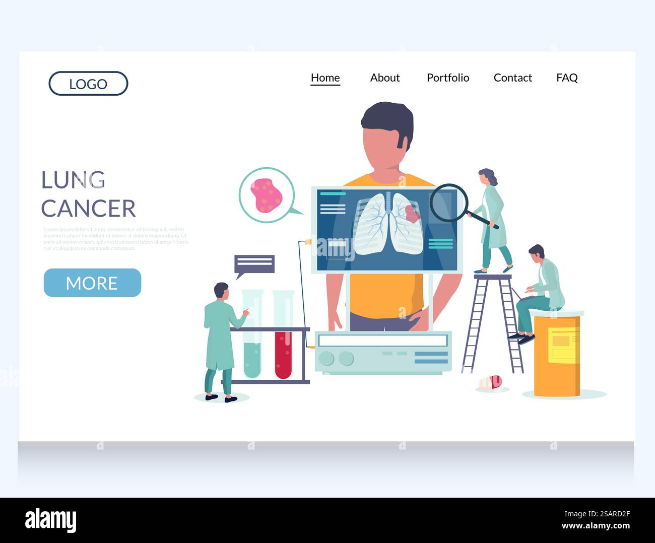 Lung cancer vector website template, web page and landing page design ...