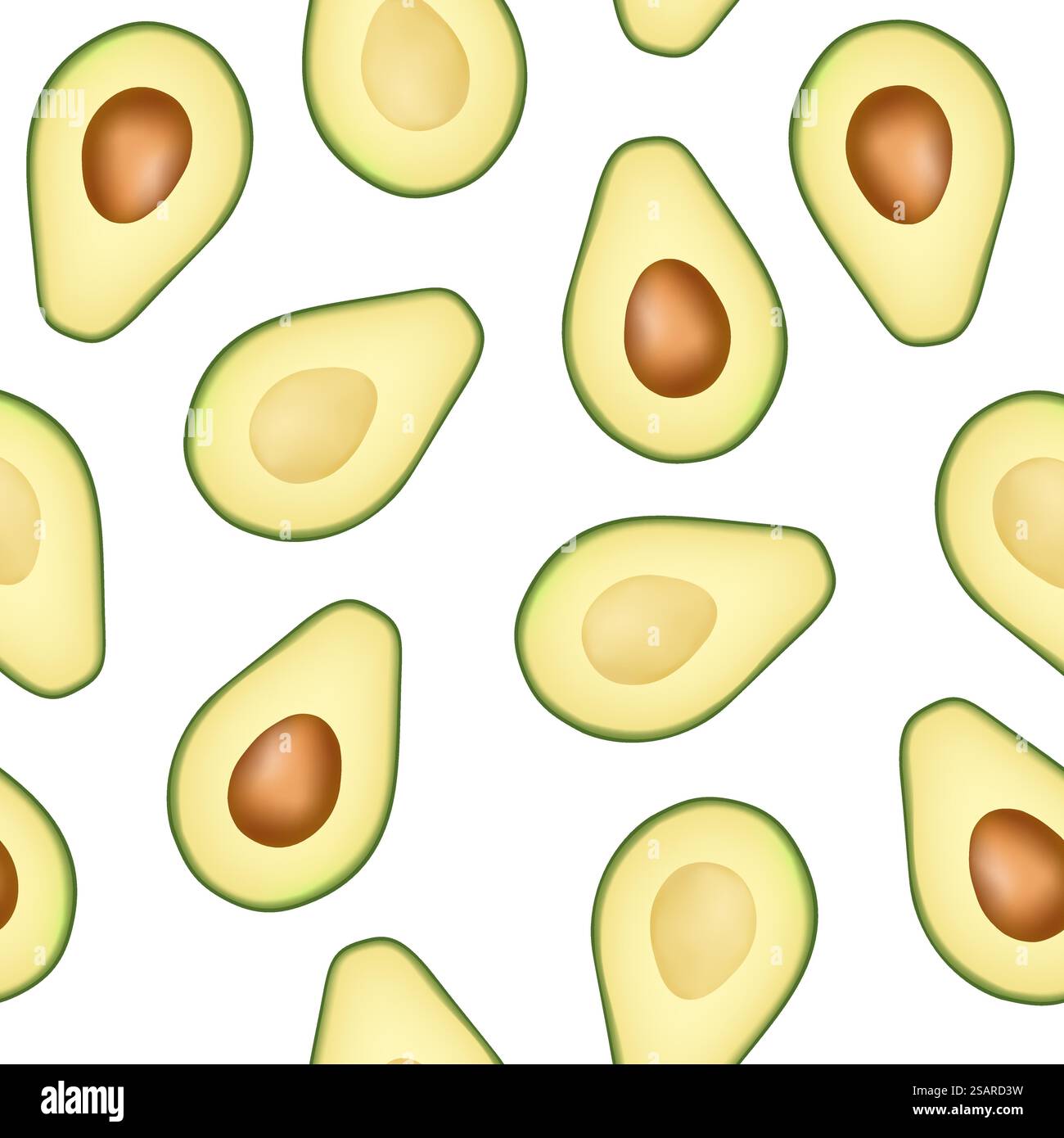 Vector seamless pattern of avocado slice on white background. Avocado ...