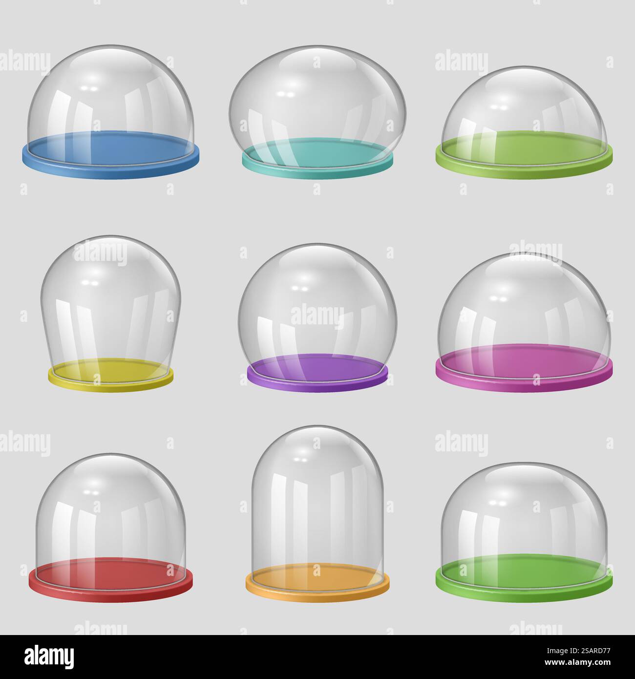 Glass domes. Realistic transparent display exhibition decent vector ...