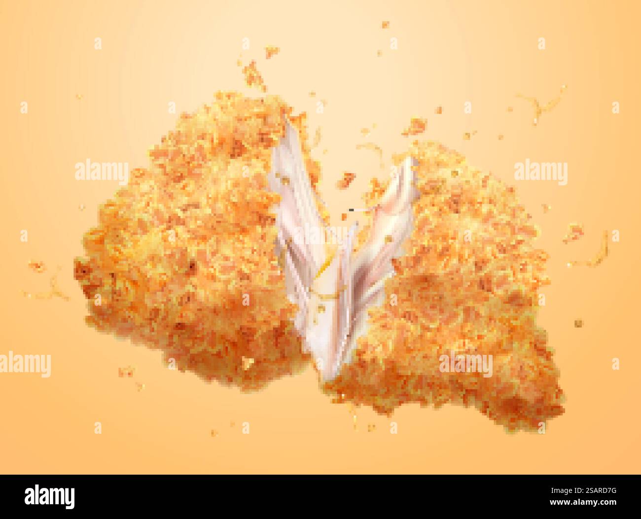 Delicious crispy fired chicken in 3d illustration. crispy fired chicken ...
