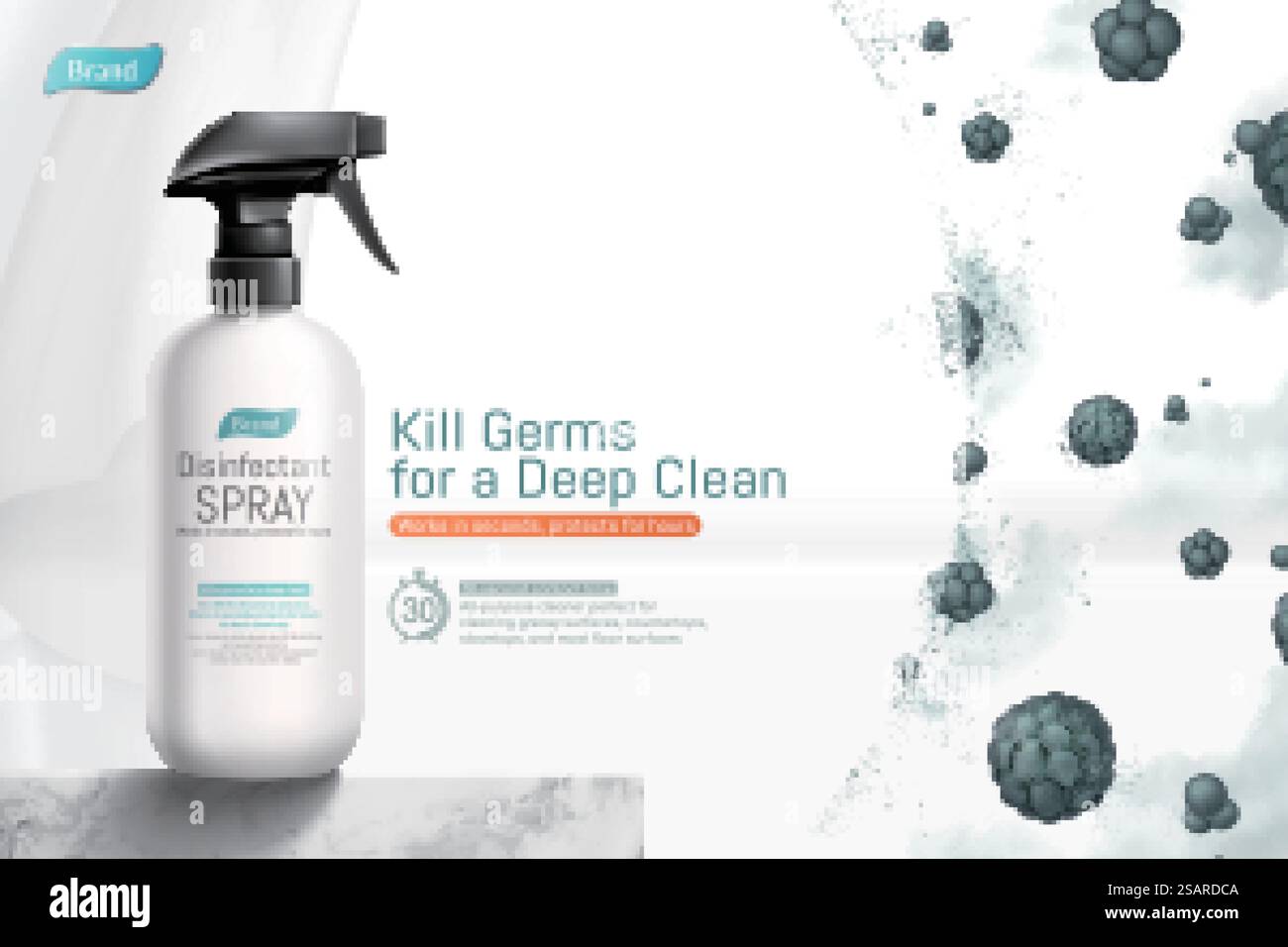 3d illustration of disinfectant spray ad template, realistic bottle ...