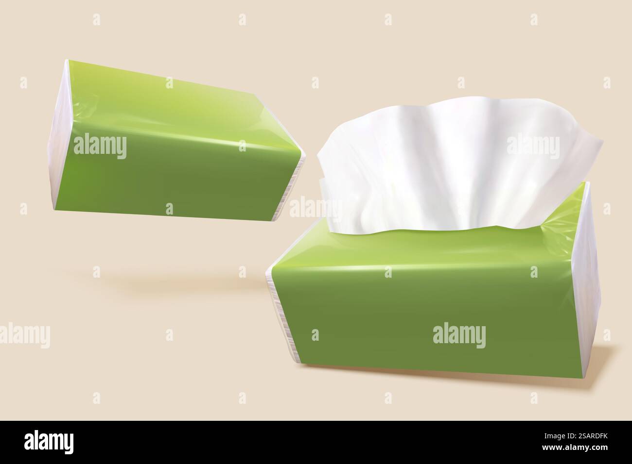 Tissue paper package mockup set in 3d illustration. Two packs of tissue ...