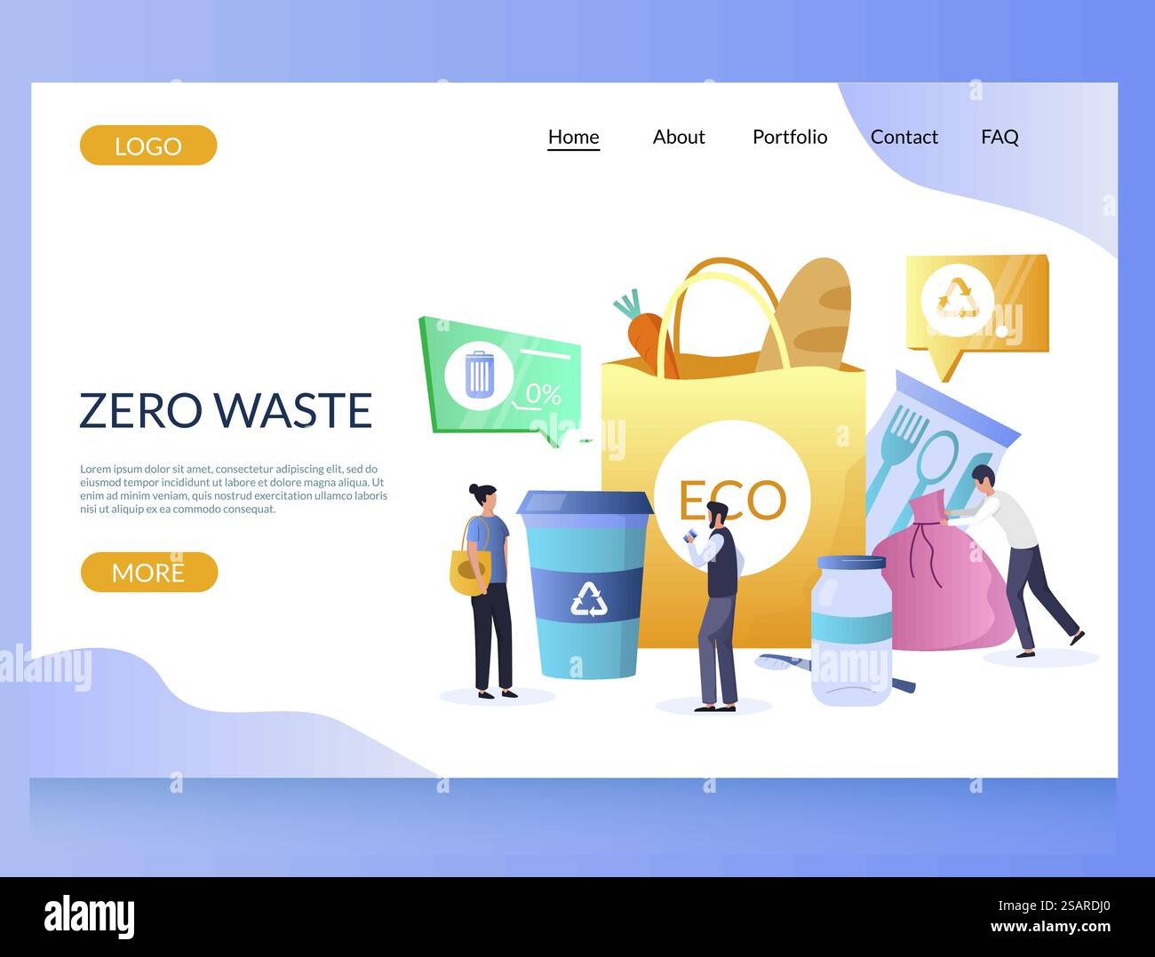 Zero waste vector website template, web page and landing page design ...