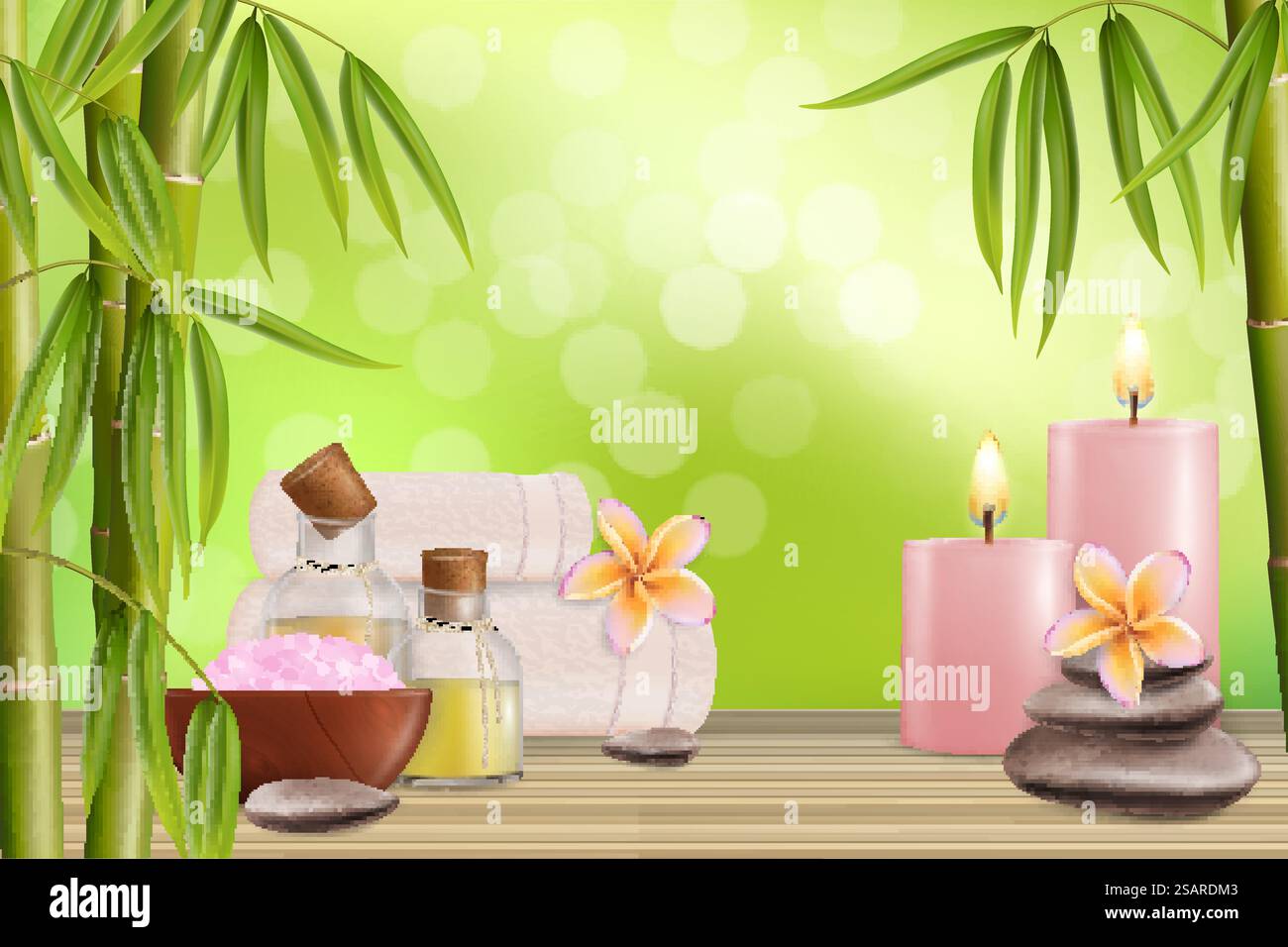 Spa treatment salon advertising poster template, vector realistic ...
