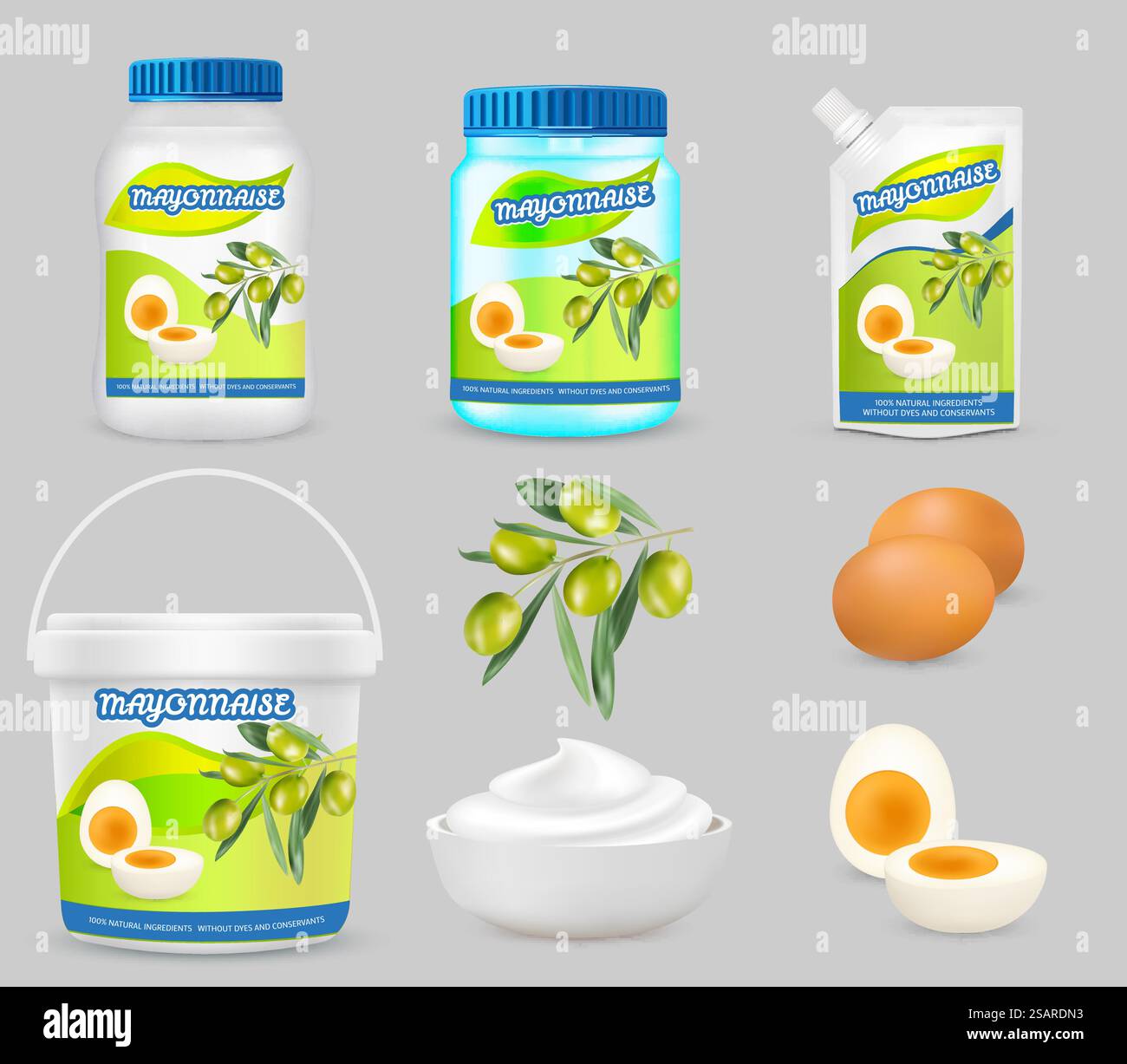 Mayonnaise package vector illustration. Mayonnaise in glass jar ...