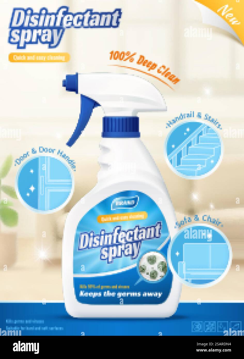 3d ad template for disinfectant cleaner spray or odor remover. Product ...
