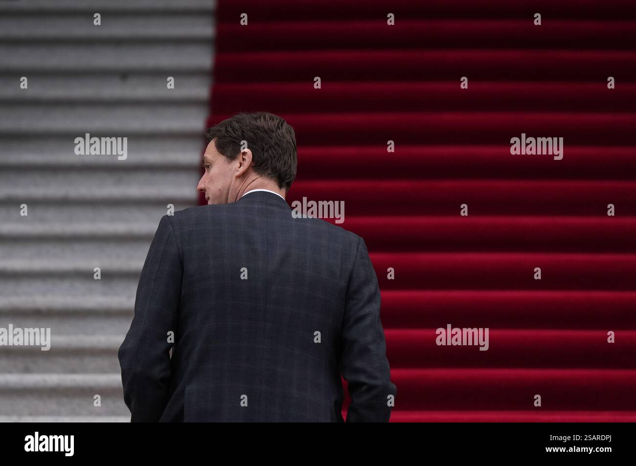 Victoria, Canada. 30th Jan, 2025. B.C. Premier David Eby walks up the ...