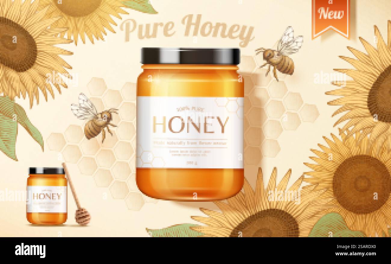 Sunflower honey ad banner Stock Vector Image & Art - Alamy
